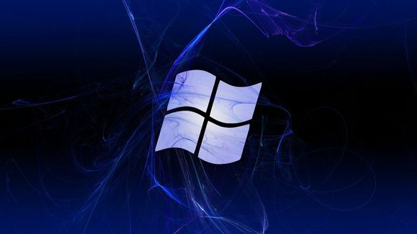 Обои на рабочий стол Логотип Windows на синем фоне с розовыми и ...