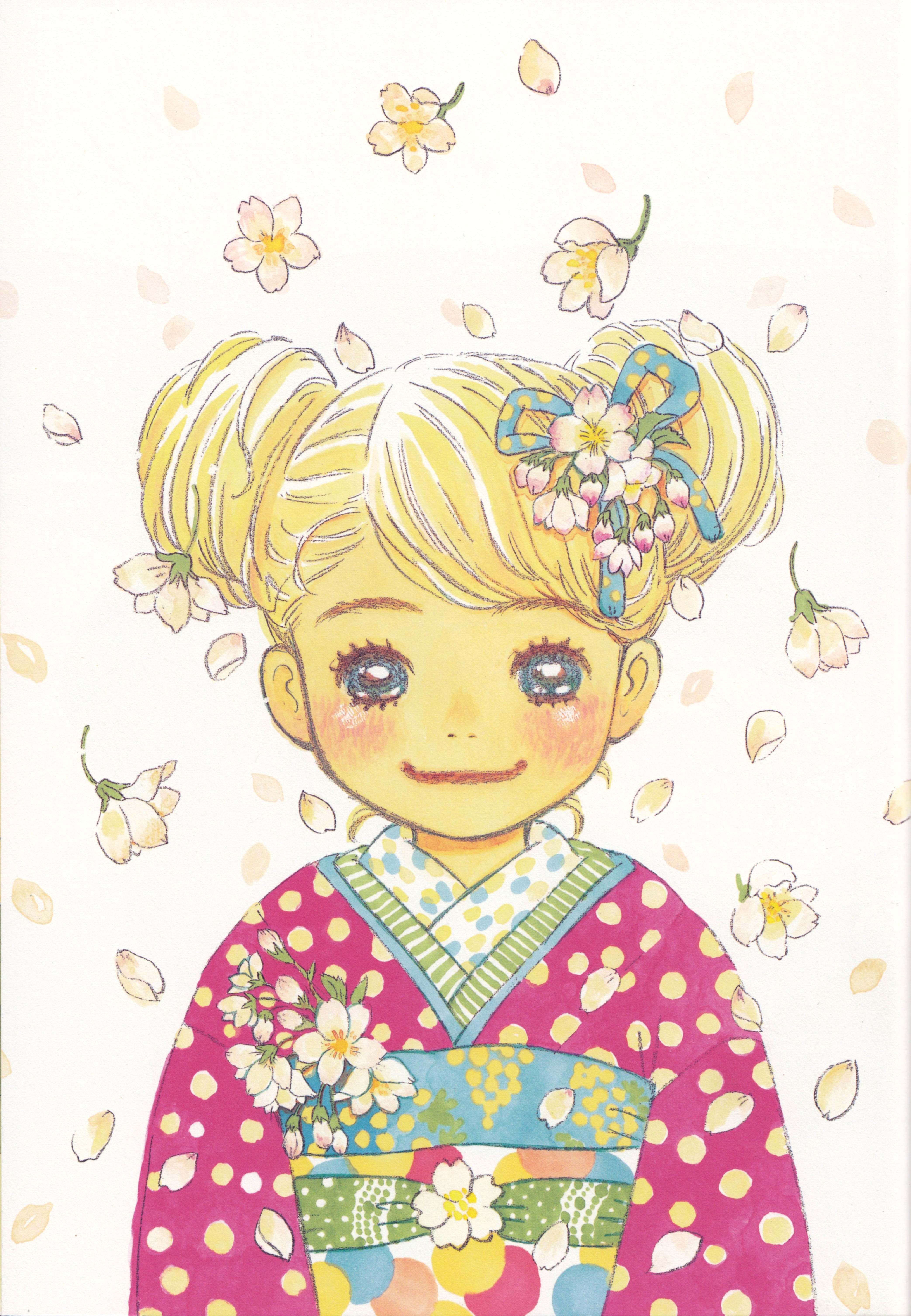 Фото Хагуми Ханамото / Hagumi Hanamoto одета в кимоно, ее волосы ...