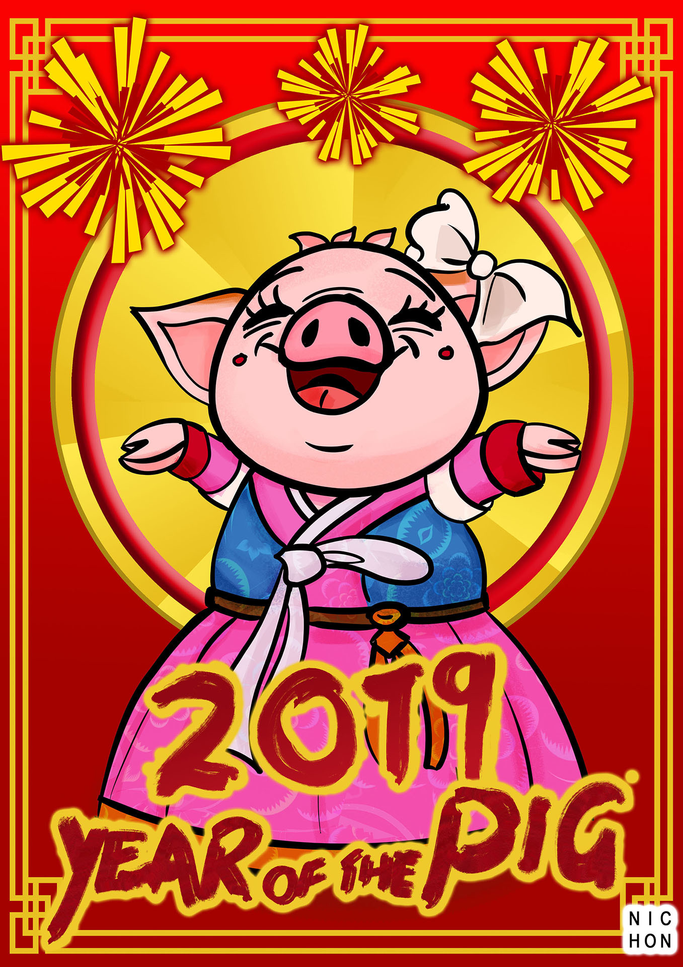 Фото Радостная свинка в платье (2019 Year of the pig / 2019 Год свиньи ...